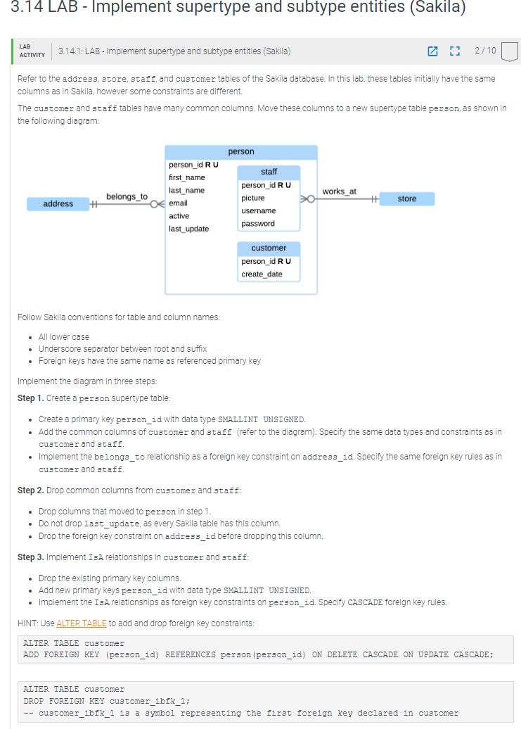 Solved Refer to the address, store, staff, and customer | Chegg.com