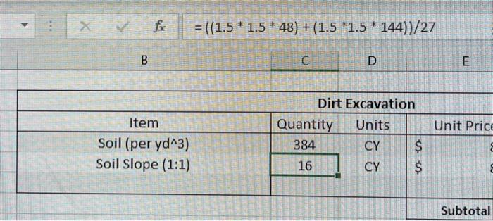 Solved Im trying to calculate the dirt excavation for a | Chegg.com
