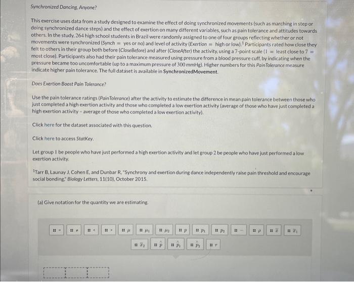 Solved (a) Give notation for the quantity we are estimating. | Chegg.com