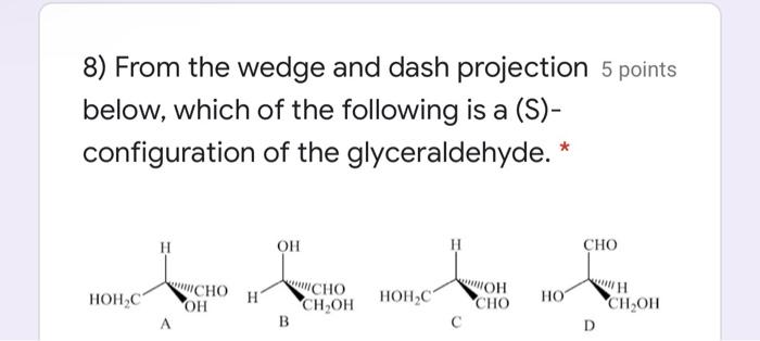 Solved 8) From the wedge and dash projection 5 points below, | Chegg.com