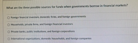 Solved What are the three possible sources for funds when | Chegg.com
