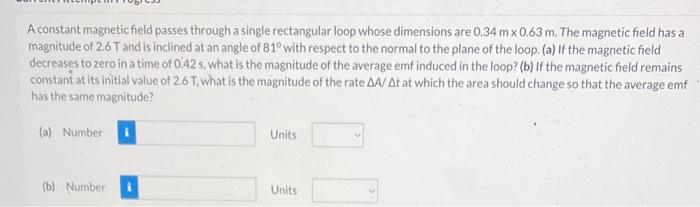 Solved A constant magnetic field passes through a single | Chegg.com