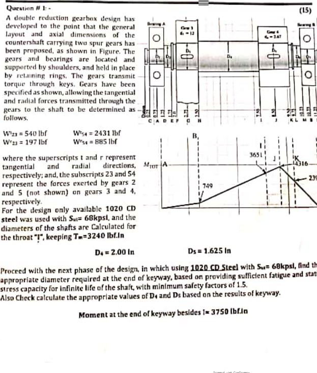Solved 0 o Question #1: A double reduction gearbox design | Chegg.com