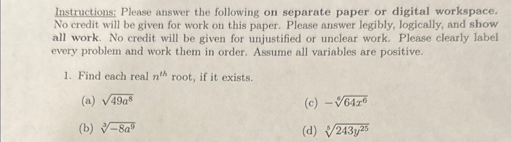 Solved Instructions: Please answer the following on separate | Chegg.com