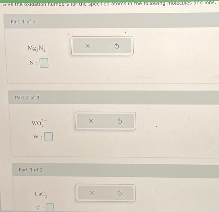 Solved Give the oxiation numbers for the speciried atoms in | Chegg.com