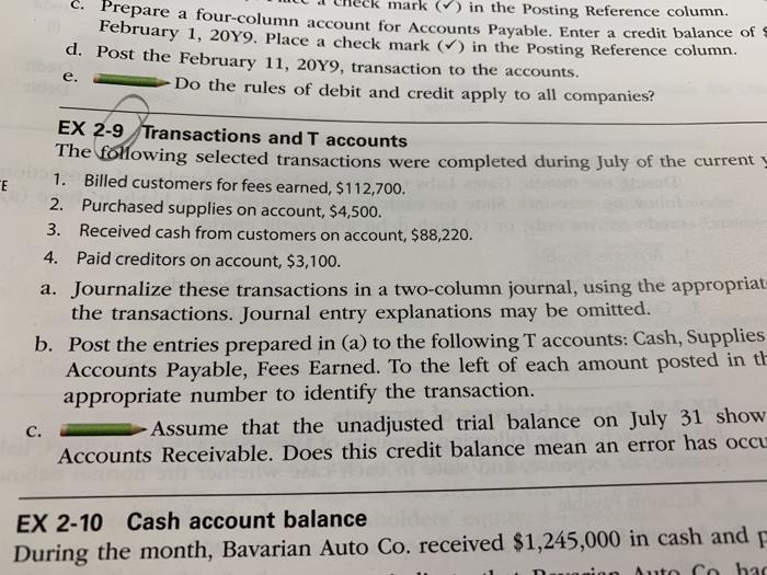 Solved mark (™) in the Posting Reference column. C. Prepare | Chegg.com
