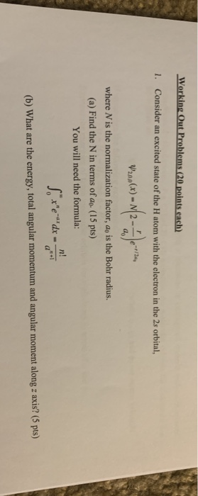 Solved Working Out Problems (20 points each) 1. Consider an | Chegg.com