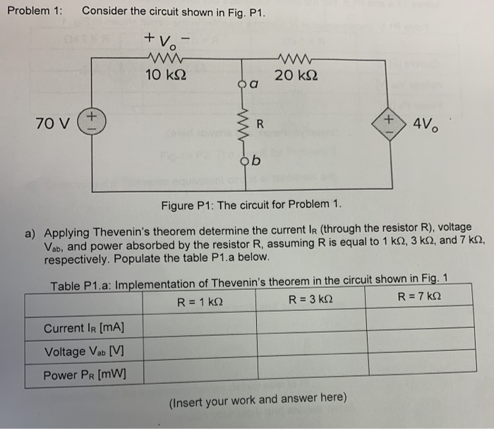 Solved Problem 1: Consider the circuit shown in Fig. P1. tvo | Chegg.com