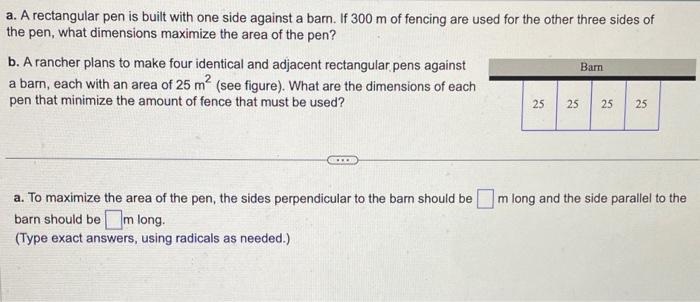 Solved a. A rectangular pen is built with one side against a | Chegg.com