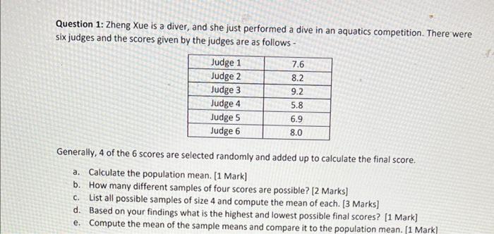 Question 1: Zheng Xue is a diver, and she just | Chegg.com