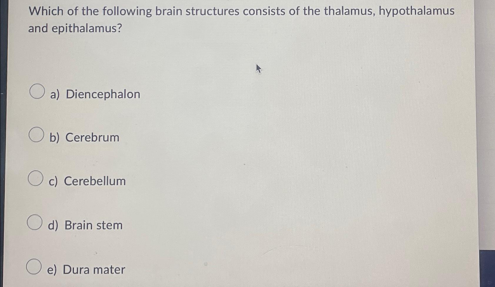 Solved Which of the following brain structures consists of | Chegg.com