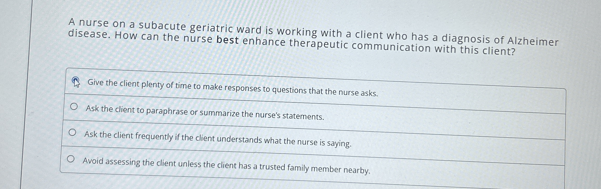 Solved A nurse on a subacute geriatric ward is working with | Chegg.com