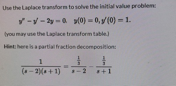 Solved Use the Laplace transform to solve the initial value | Chegg.com