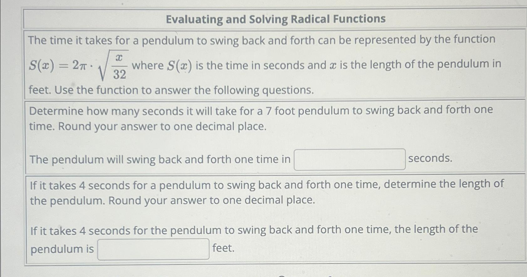 Solved Evaluating and Solving Radical FunctionsThe time it | Chegg.com