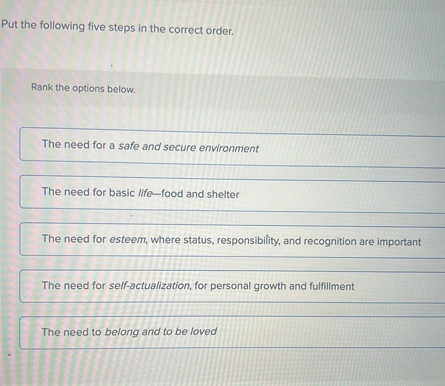 Solved Put the following five steps in the correct | Chegg.com