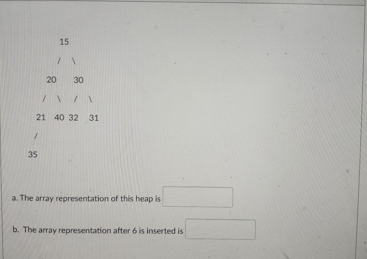 Solved a. ﻿The array representation of this heap isb. ﻿The | Chegg.com