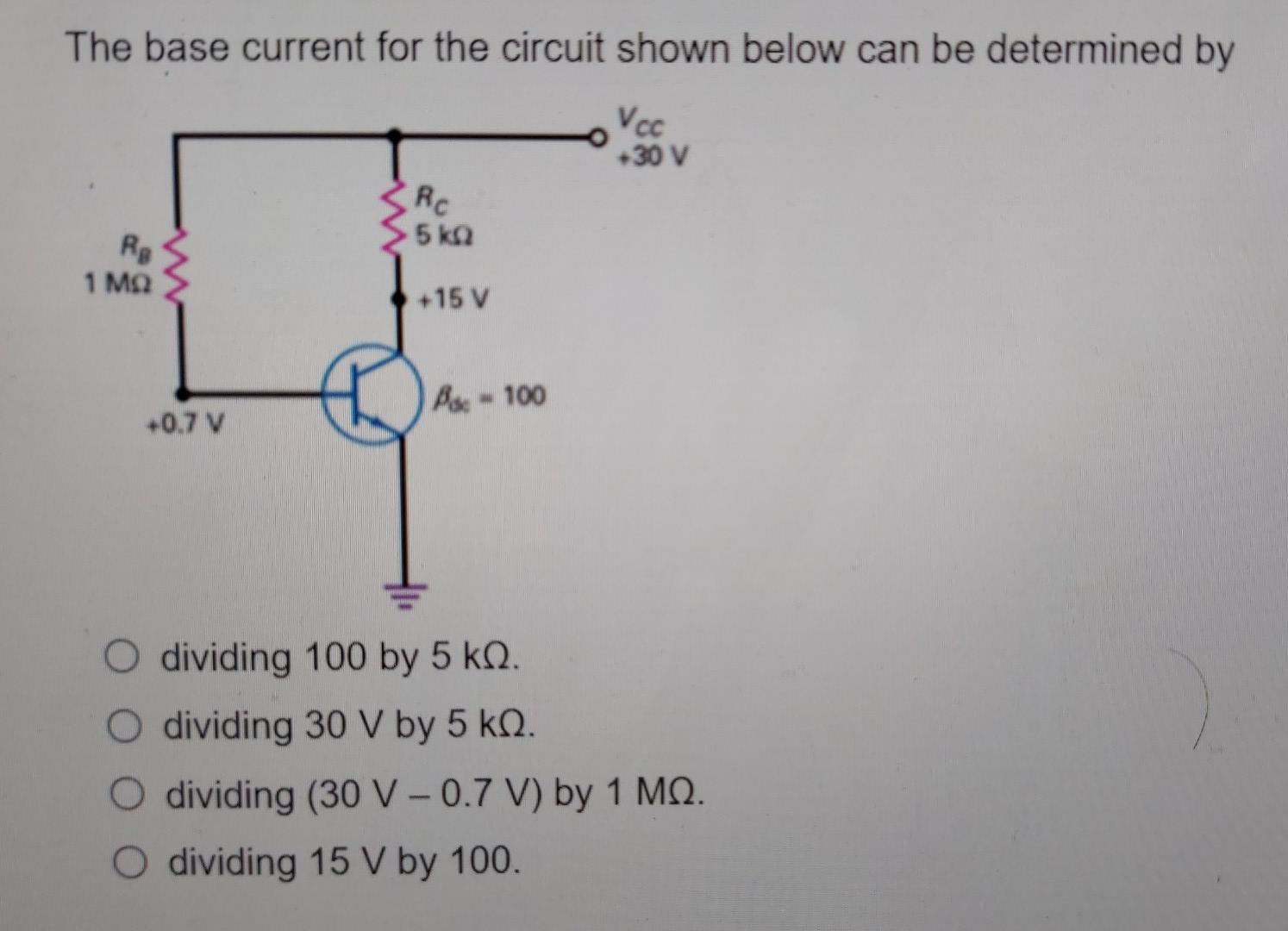 Solved The base current for the circuit shown below can be | Chegg.com