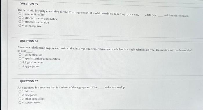 Solved The semantic integrity constraints for the | Chegg.com