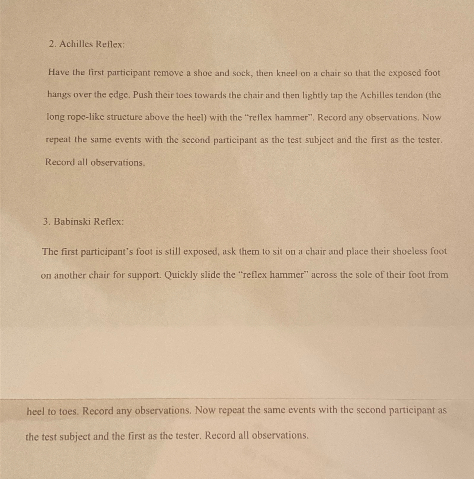 Solved Achilles Reflex:Have the first participant remove a | Chegg.com