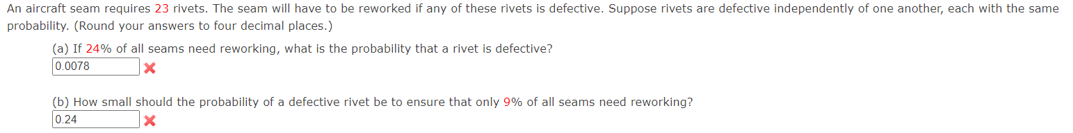 Solved An aircraft seam requires 23 ﻿rivets. The seam will | Chegg.com