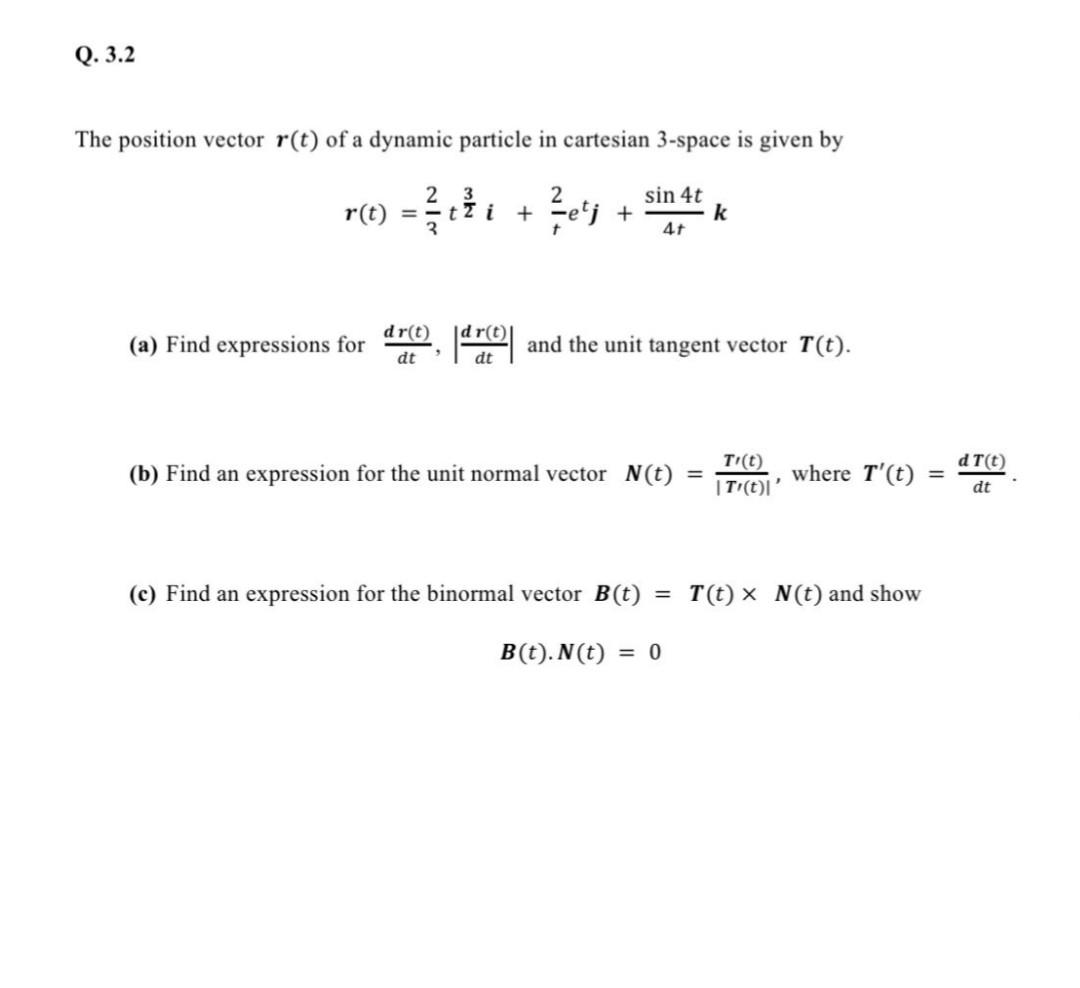 Solved The position vector r(t) of a dynamic particle in | Chegg.com