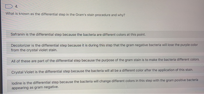 Solved D4 What is known as the differential step in the | Chegg.com