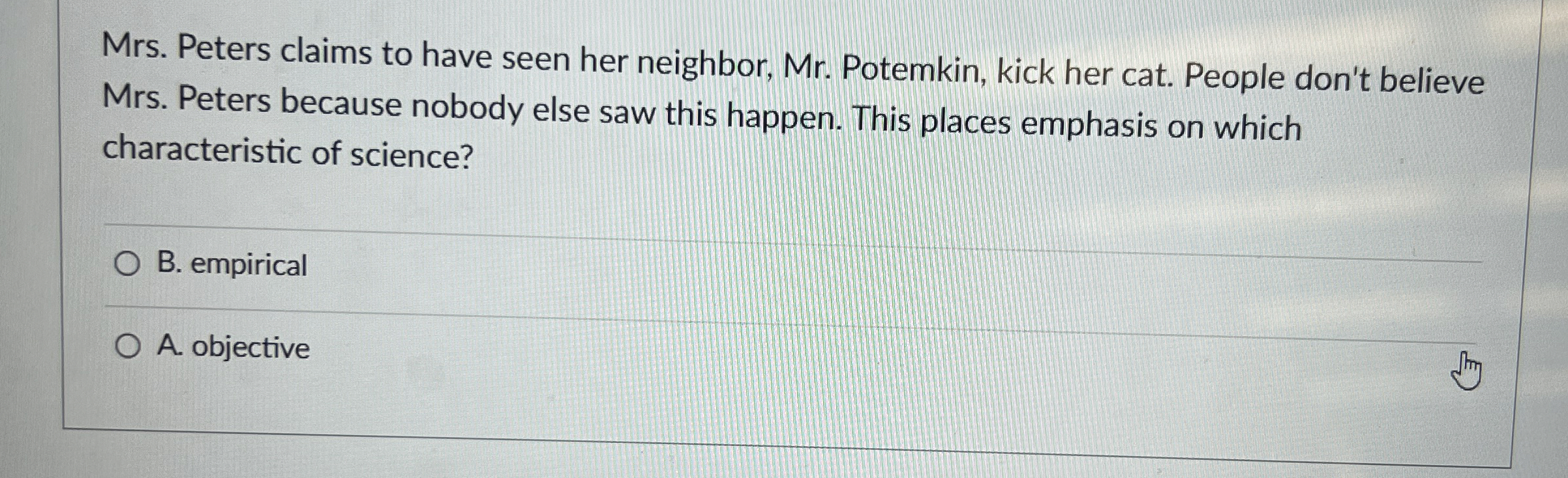 Solved Mrs. ﻿Peters claims to have seen her neighbor, Mr. | Chegg.com