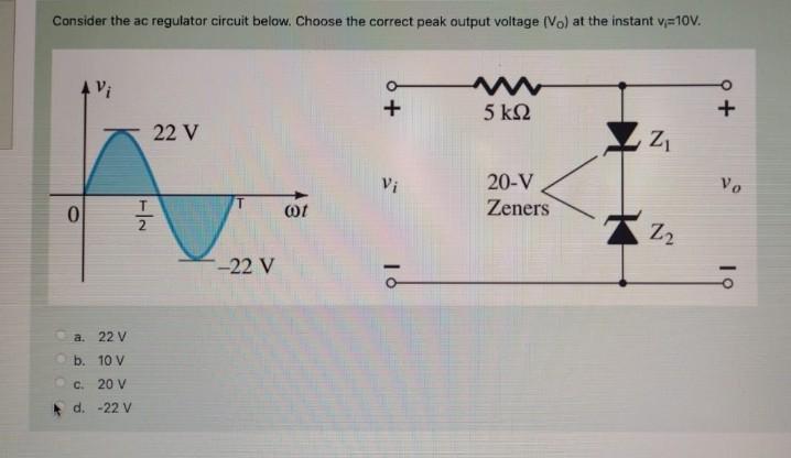 Solved Consider the ac regulator circuit below. Choose the | Chegg.com