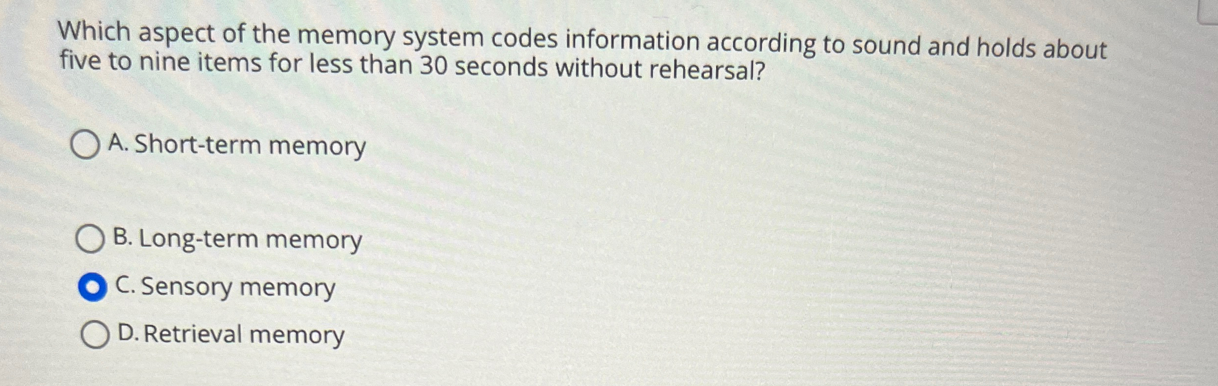 Solved Which aspect of the memory system codes information | Chegg.com