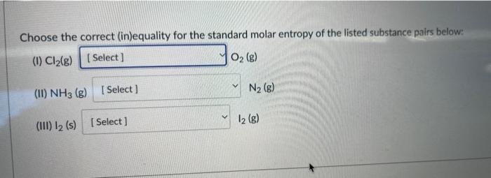 Solved Choose the correct (in)equality for the standard | Chegg.com