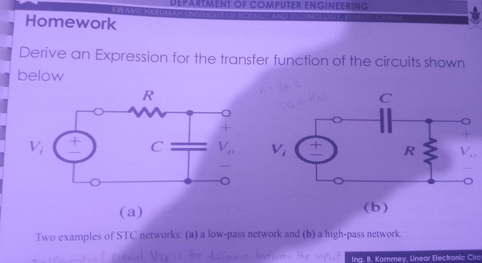 Solved HomeworkDerive an Expression for the transfer | Chegg.com