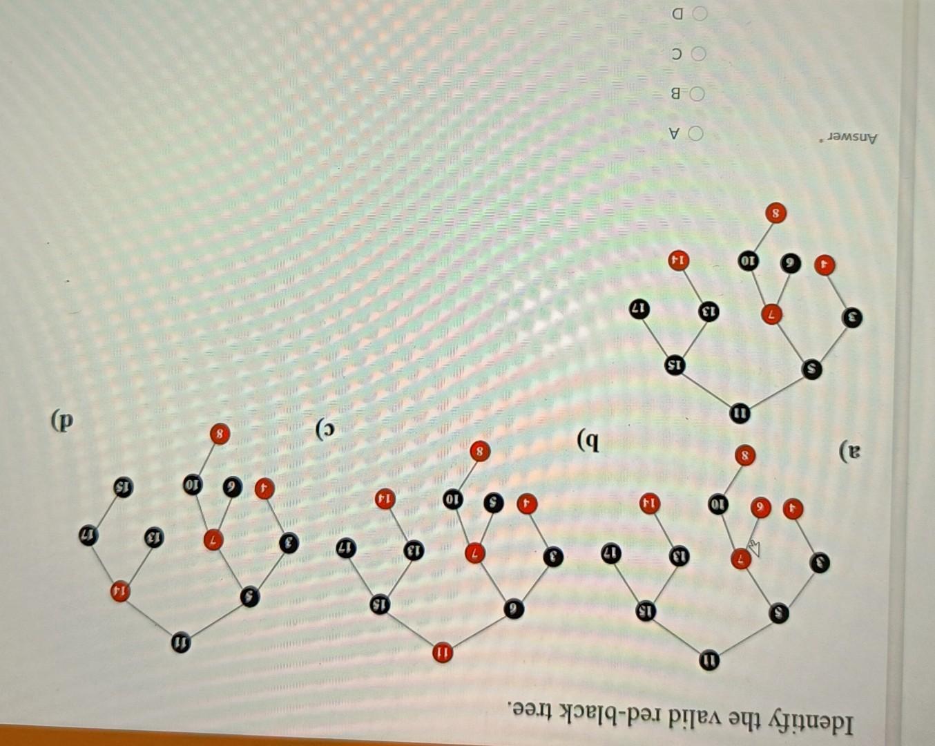 Solved Identify the valid red-black tree. a v) | Chegg.com