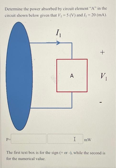 [Solved]: Determine the power absorbed by circuit element