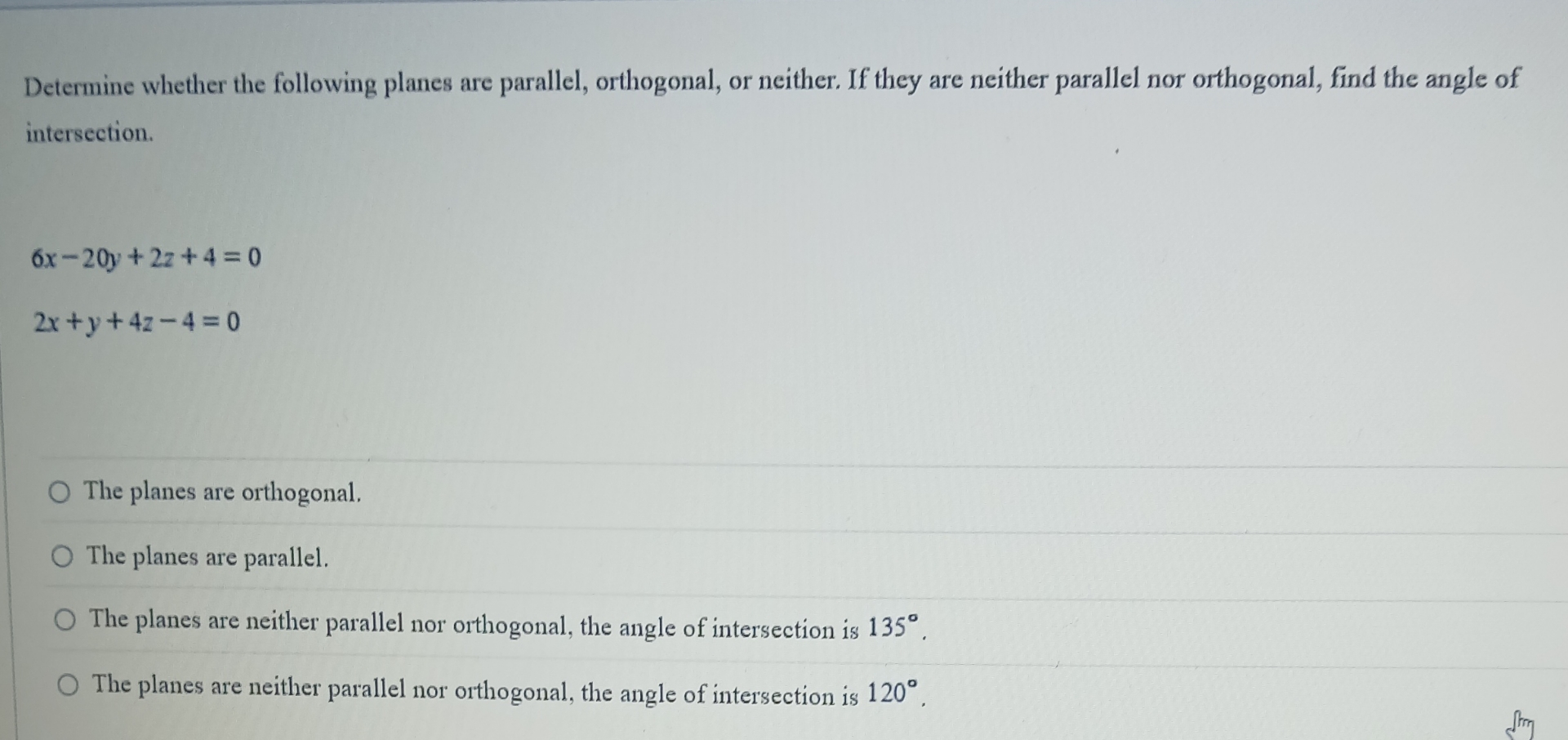 Solved Determine whether the following planes are parallel, | Chegg.com