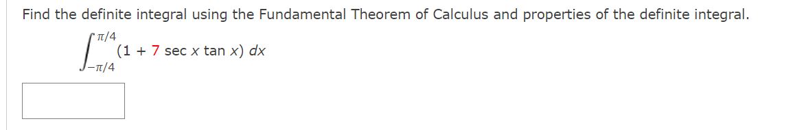 Solved Find the definite integral using the Fundamental | Chegg.com