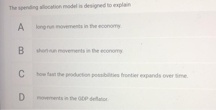 Solved The spending allocation model is designed to | Chegg.com