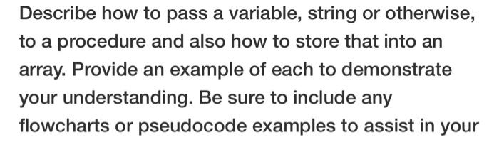 Describe how to pass a variable, string or otherwise, | Chegg.com