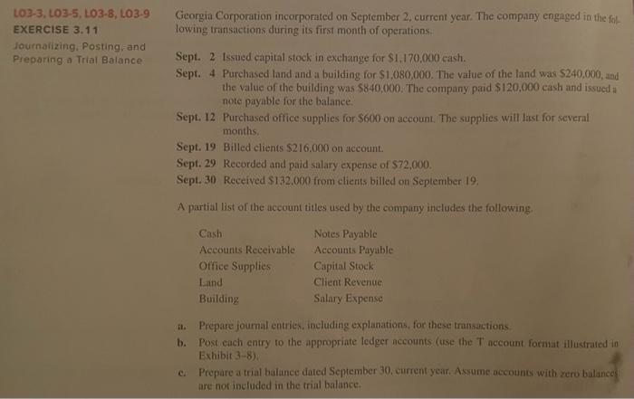 Solved L03-3, L03-5, L03-8, L03-9 Georgia Corporation | Chegg.com