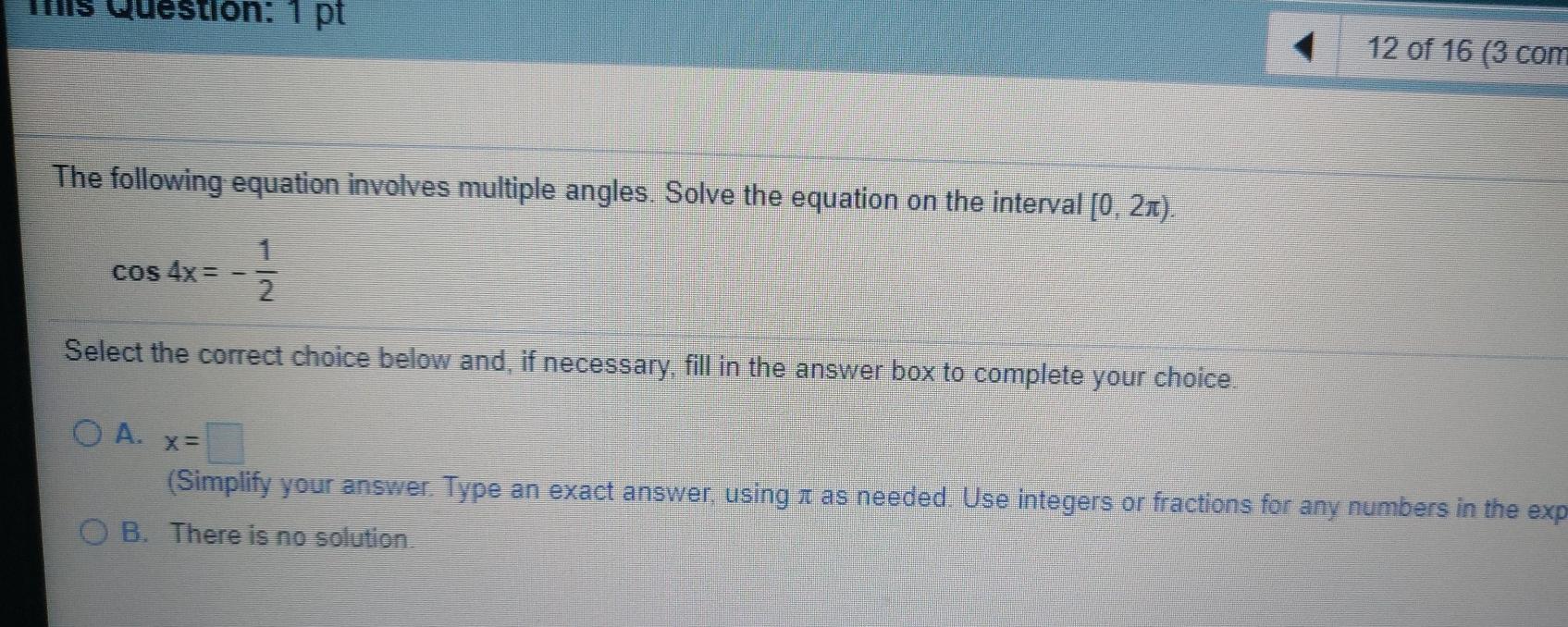 Solved The following equation involves multiple angles. | Chegg.com