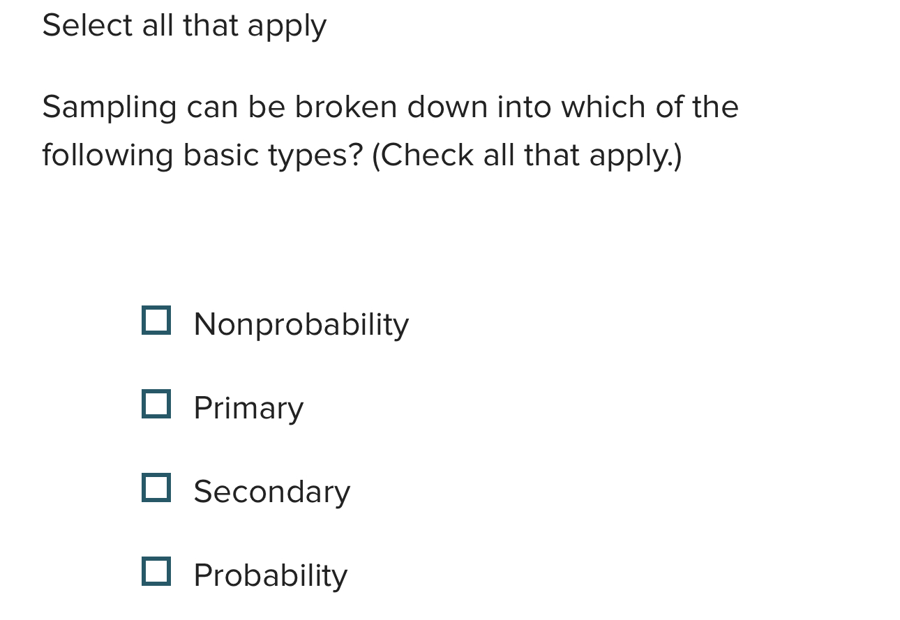 Solved Select all that applySampling can be broken down into | Chegg.com