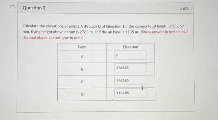 Solved Calculate the elevations of points A through D of | Chegg.com