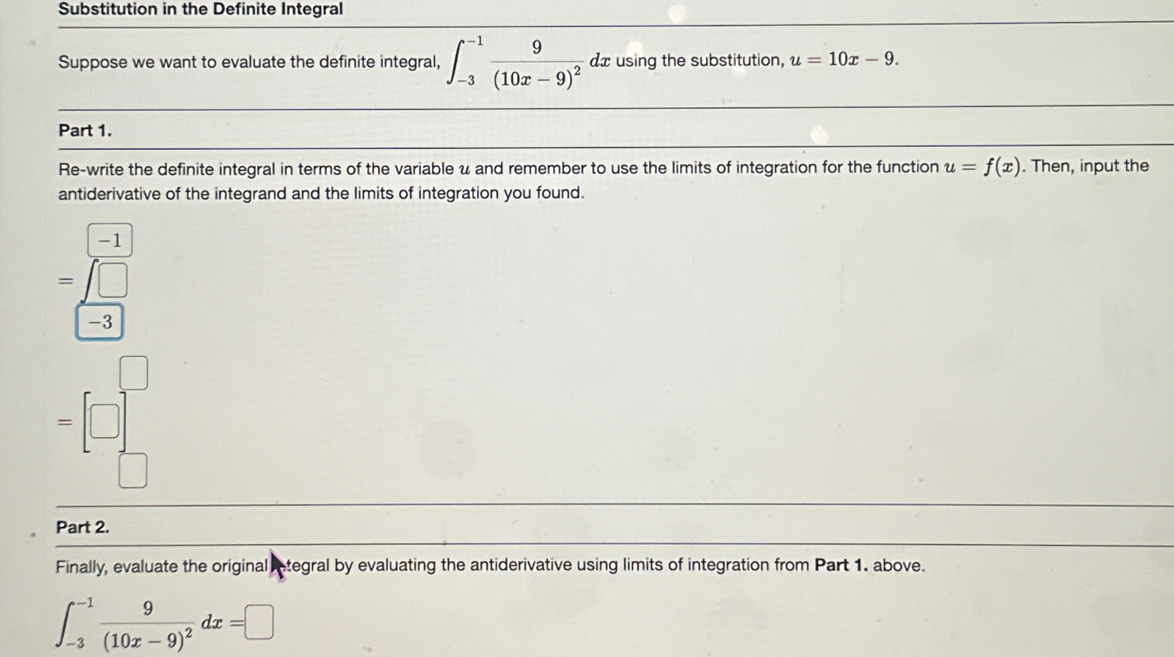 Solved Substitution in the Definite IntegralSuppose we want | Chegg.com