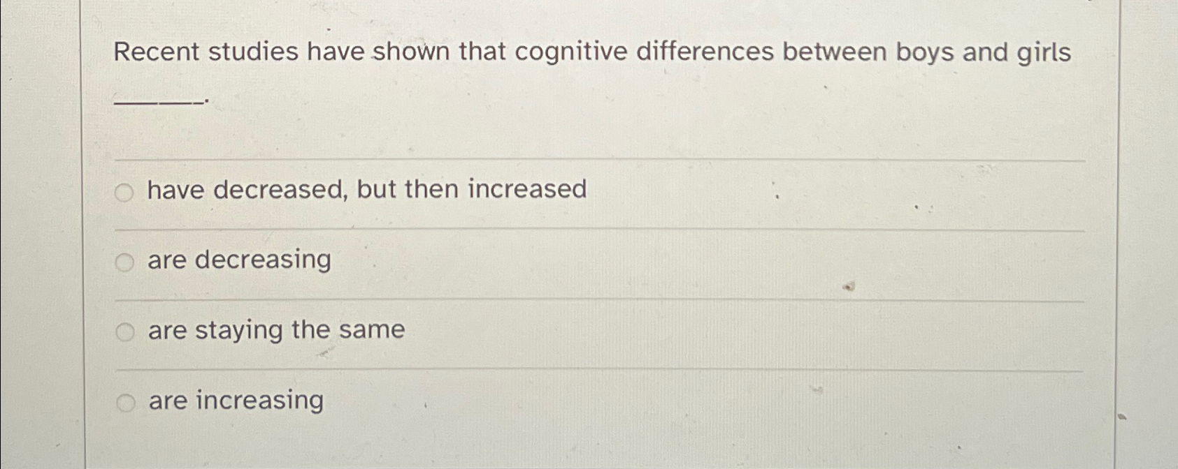 Solved Recent studies have shown that cognitive differences | Chegg.com