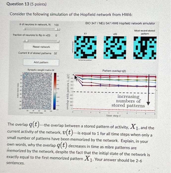 Consider the following simulation of the Hopfield | Chegg.com