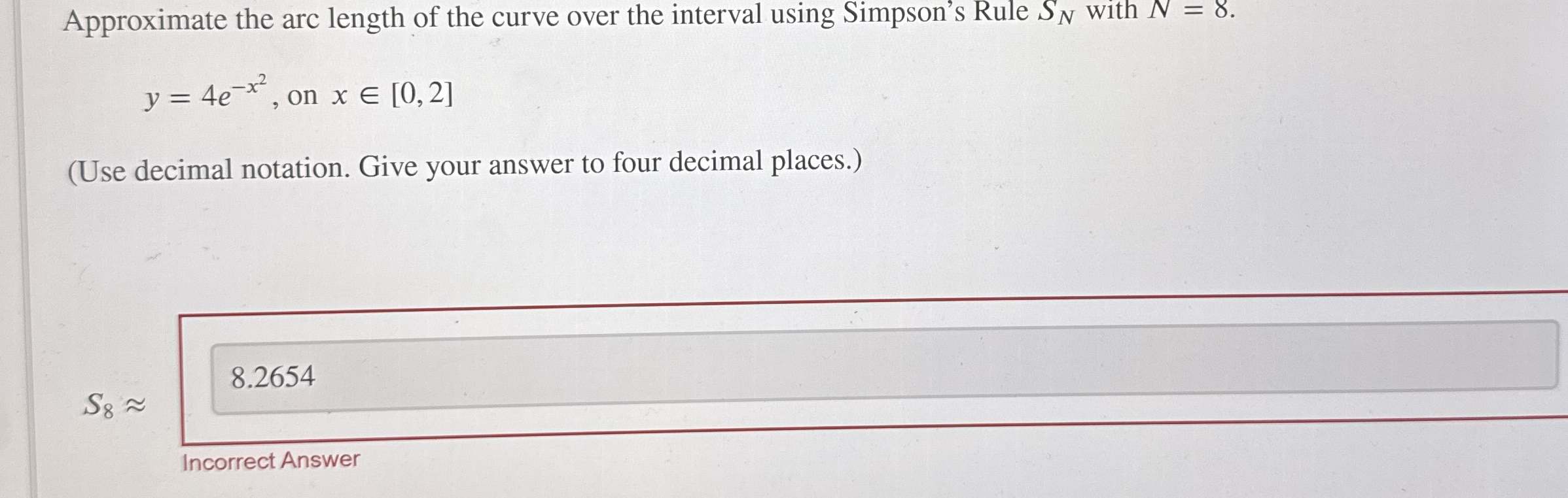 Solved Approximate the arc length of the curve over the | Chegg.com