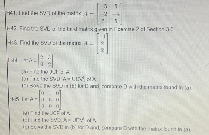 Solved Advanced Linear Algebra help please. SVD = singular | Chegg.com