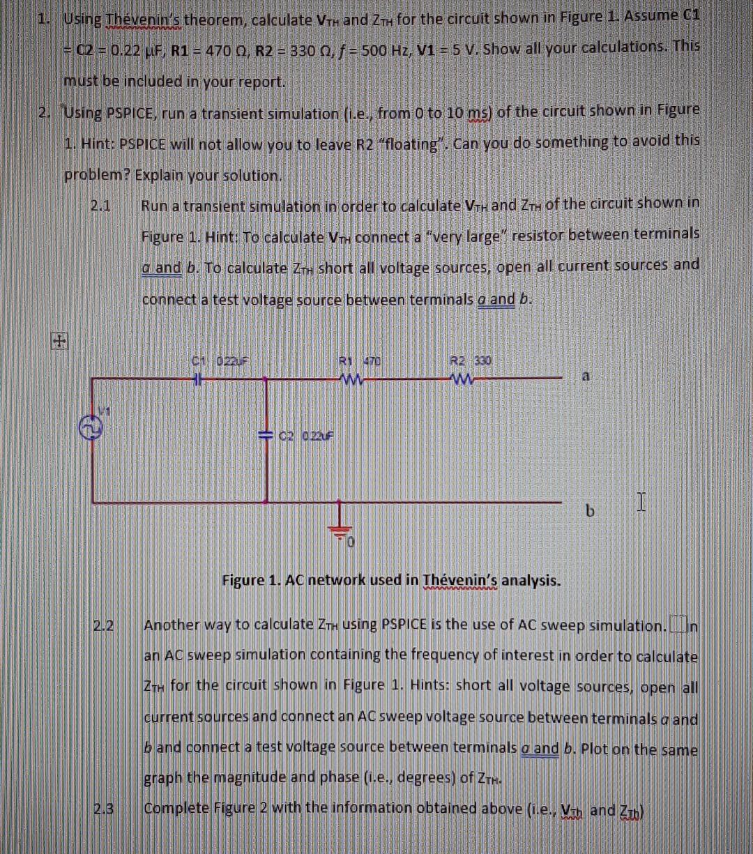 Solved 1. Using Theveninis theorem, calculate VTH and ZTH | Chegg.com