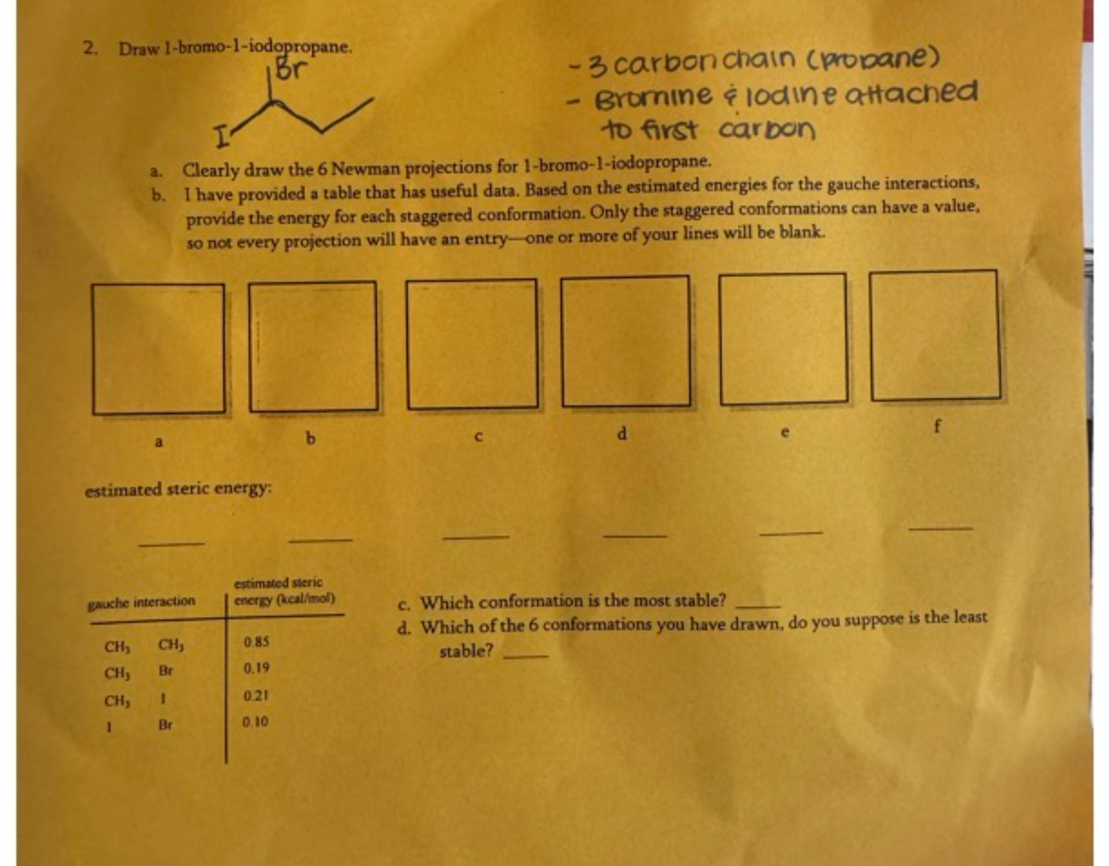 Solved clearly draw the 6 ﻿newman projections for | Chegg.com