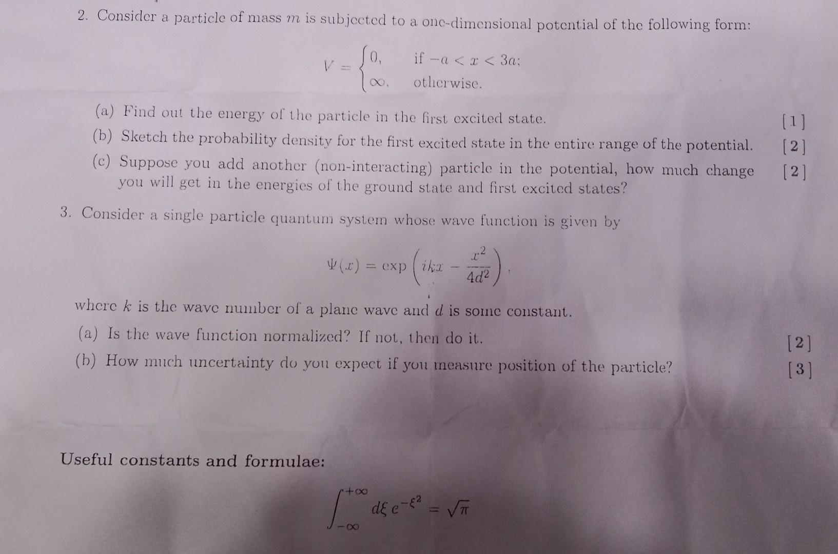 Solved 2. Consider a particle of mass m is subjected to a | Chegg.com