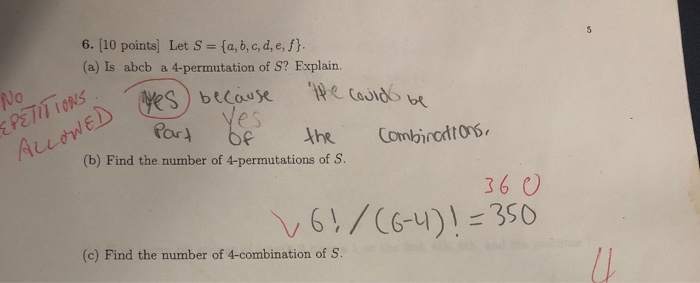 Solved 6. [10 points] Let S=(a, b, c, d, e, f} (a) Is abcb a | Chegg.com